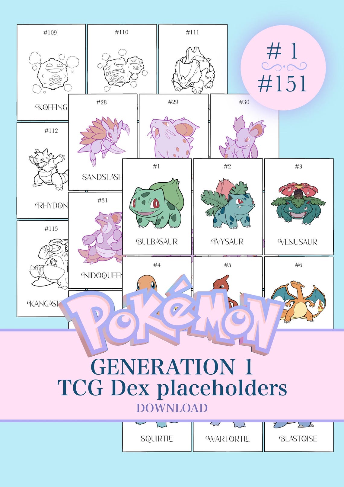 Pokédex Nacional Pokémon 151: Páginas imprimibles para carpetas y ...