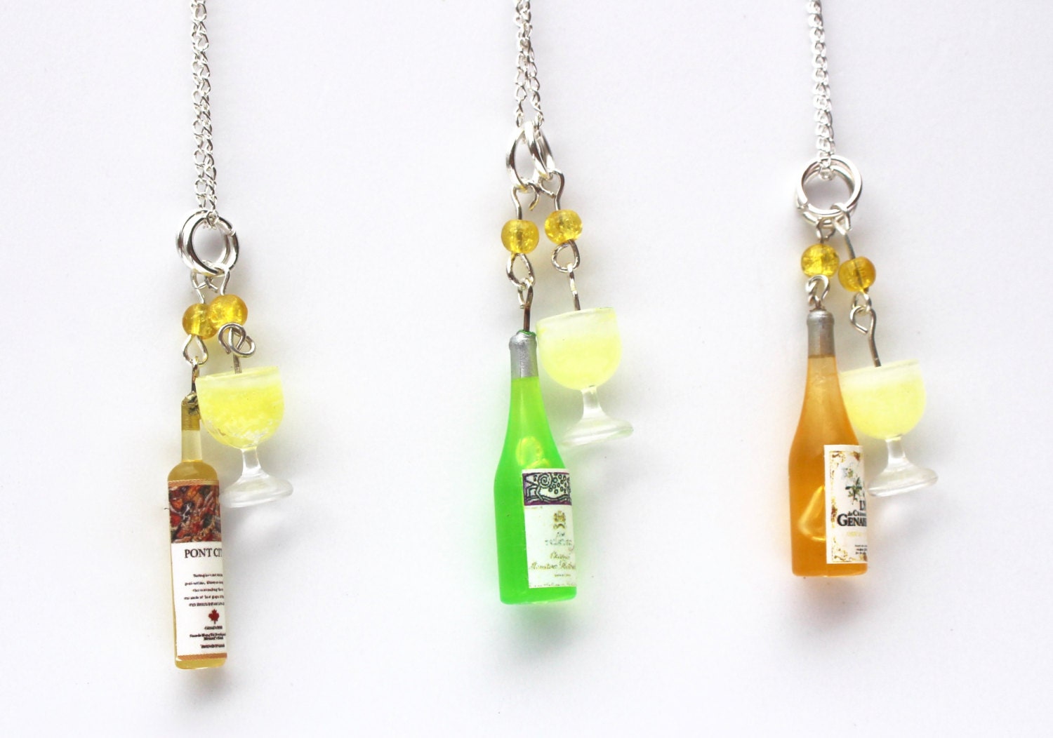 White Wine Necklace Miniature Food Necklace Bottle of Wine Wine Bottle ...