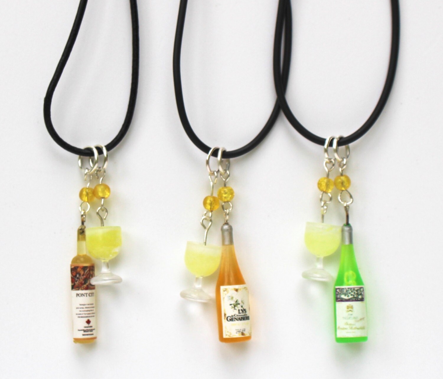 White Wine Necklace Miniature Food Necklace Bottle of Wine Wine Bottle ...