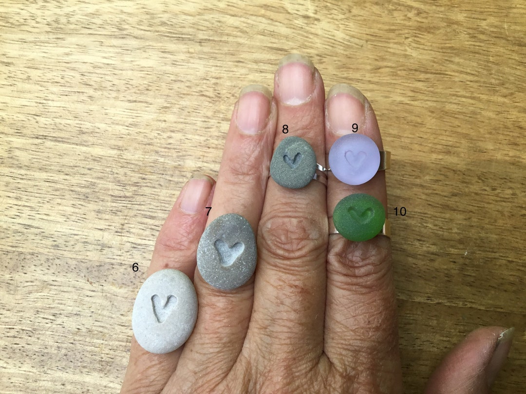 Pebble Heart Ring Rock Heart Ring Beach Ring Surfer Jewellery Beach ...