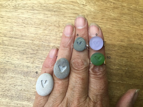 Pebble Heart Ring Rock Heart Ring Beach Ring Surfer Jewellery | Etsy