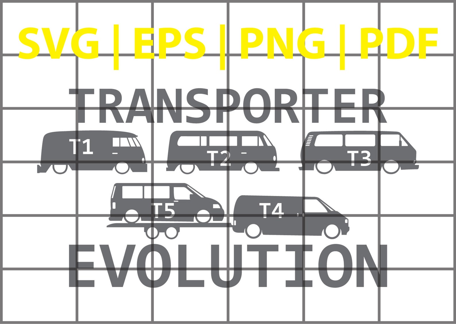 VW Transporter Evolution Svg | Cut File Cricut | Silhouette | Svg Pdf ...