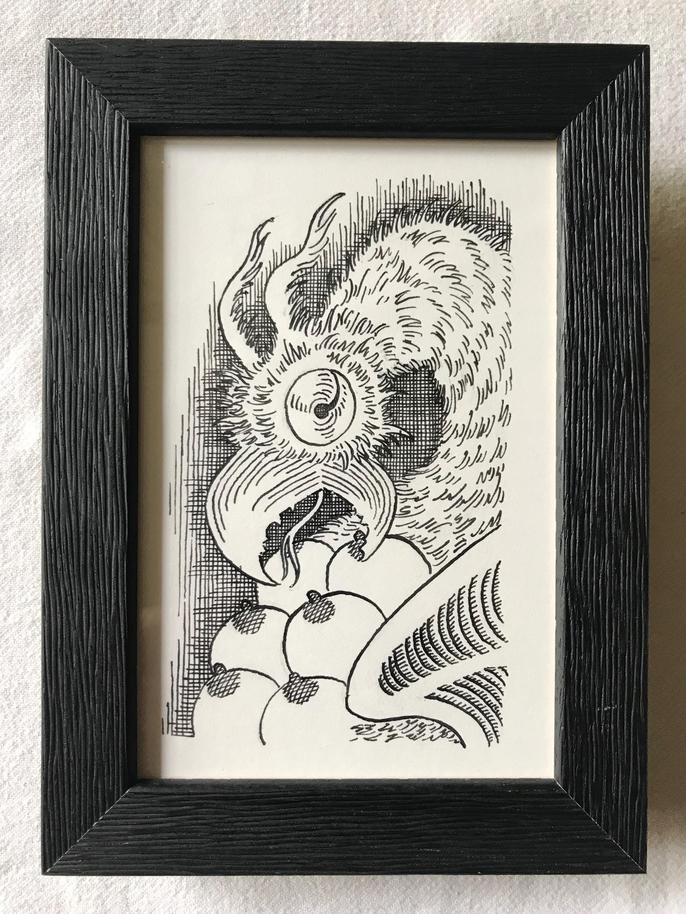 Tiamat (original Ink Dip Pen Drawing) - Etsy