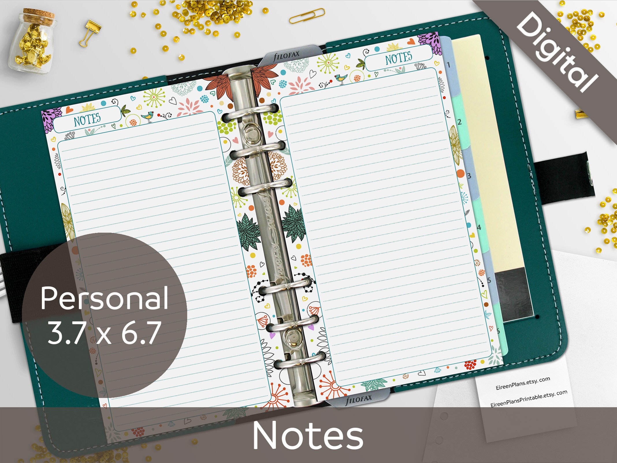 Notes Printable Refills Filofax Personal 3.7x6.7 Personal | Etsy