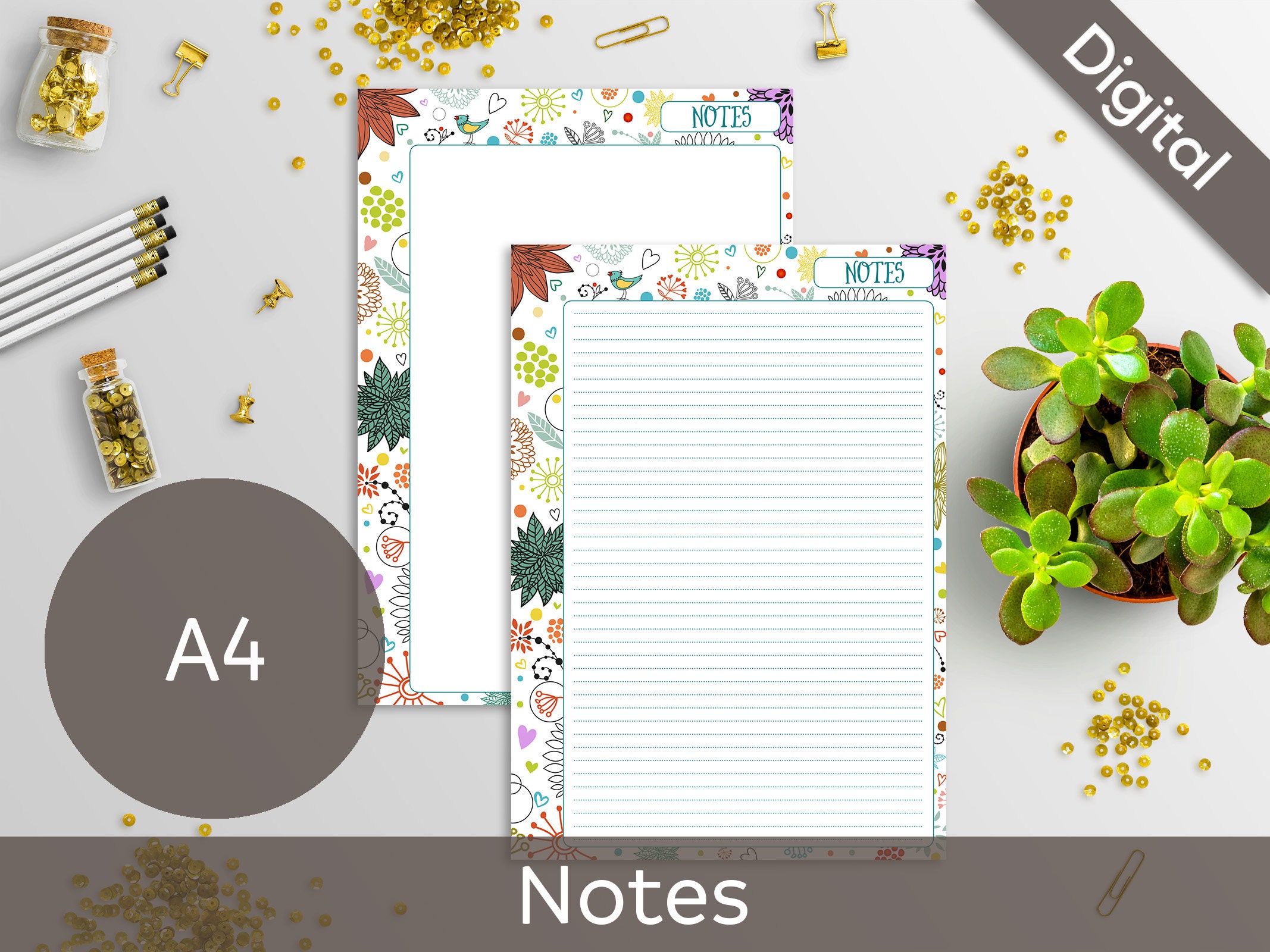 A4 Notes Printable Notes refills Lined & Blank Notes | Etsy
