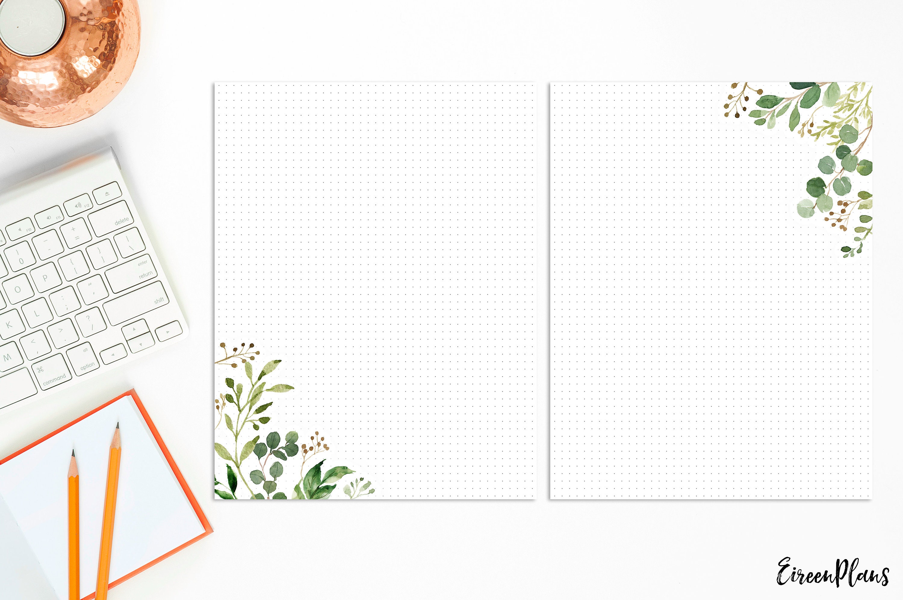 8.5x11 Greenery Notes Writing Paper Printable Notes Pages | Etsy