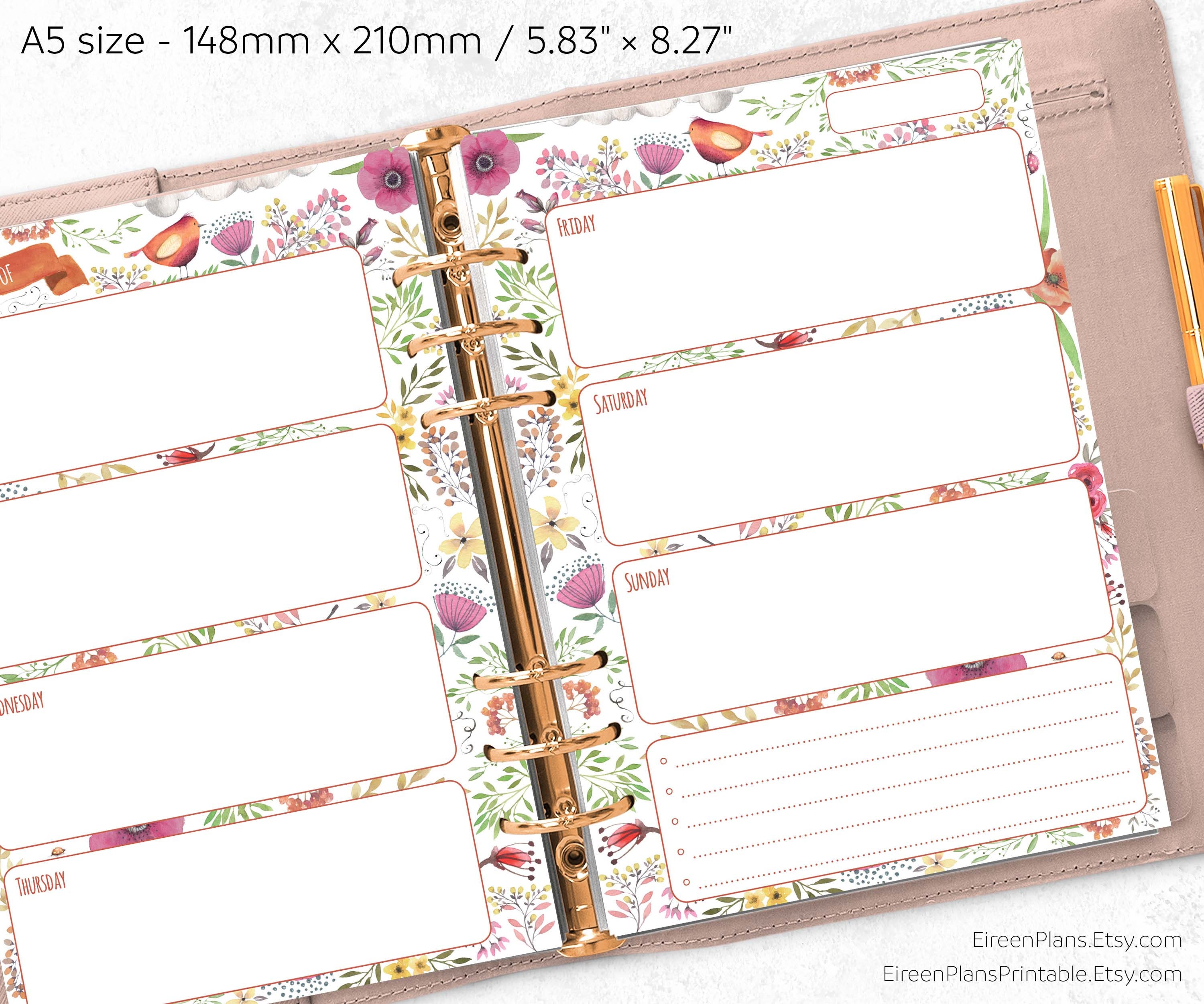 Paper & Party Supplies Calendars & Planners Undated Floral Weekly ...