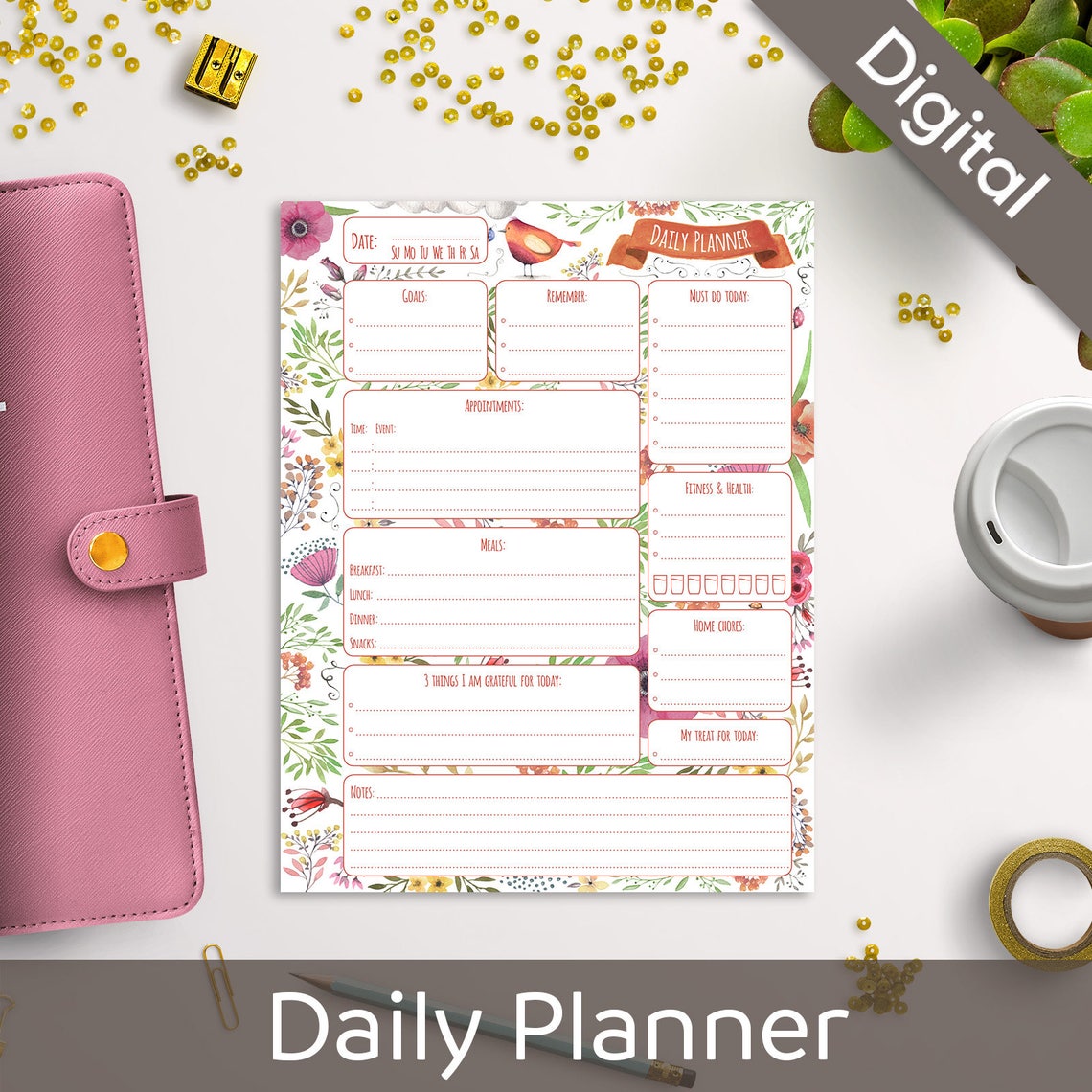 8.5x11 Daily Planner Printable Printable Daily Schedule Big | Etsy