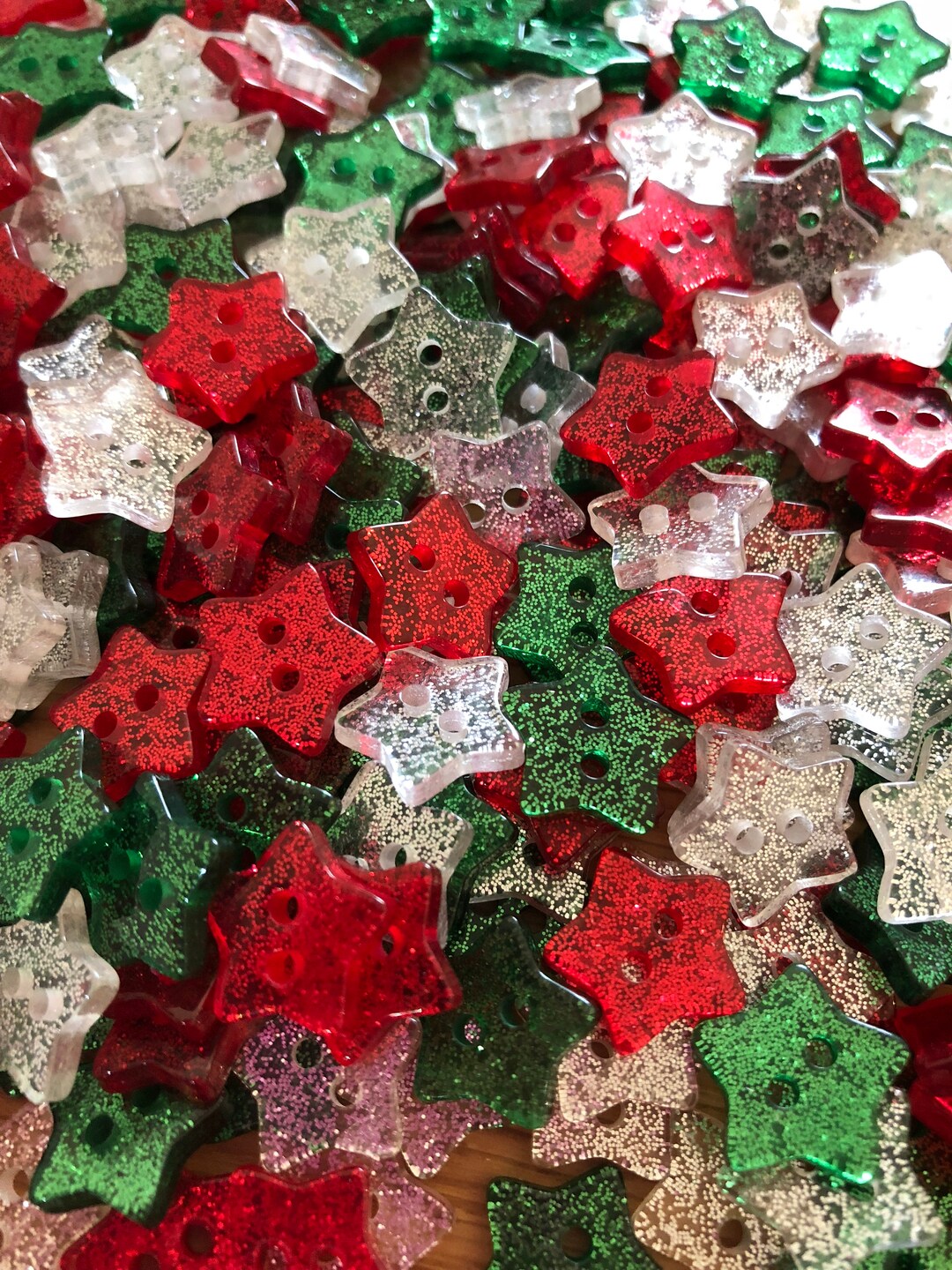 Plastic 14mm Glitter Star Buttons, Two Holes (10 Pack of Buttons ...