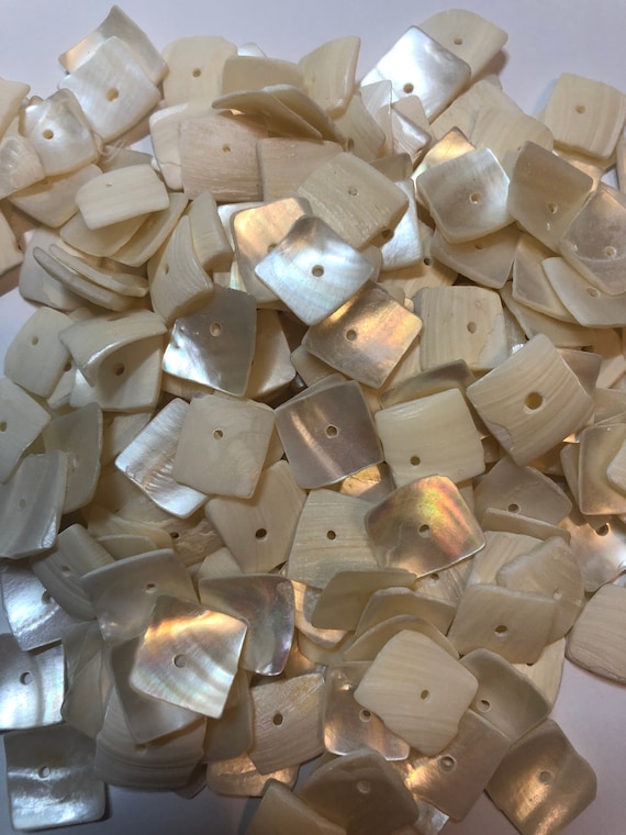 14mm Vintage Pearl Shell Square Button One Holes 10 Pack | Etsy
