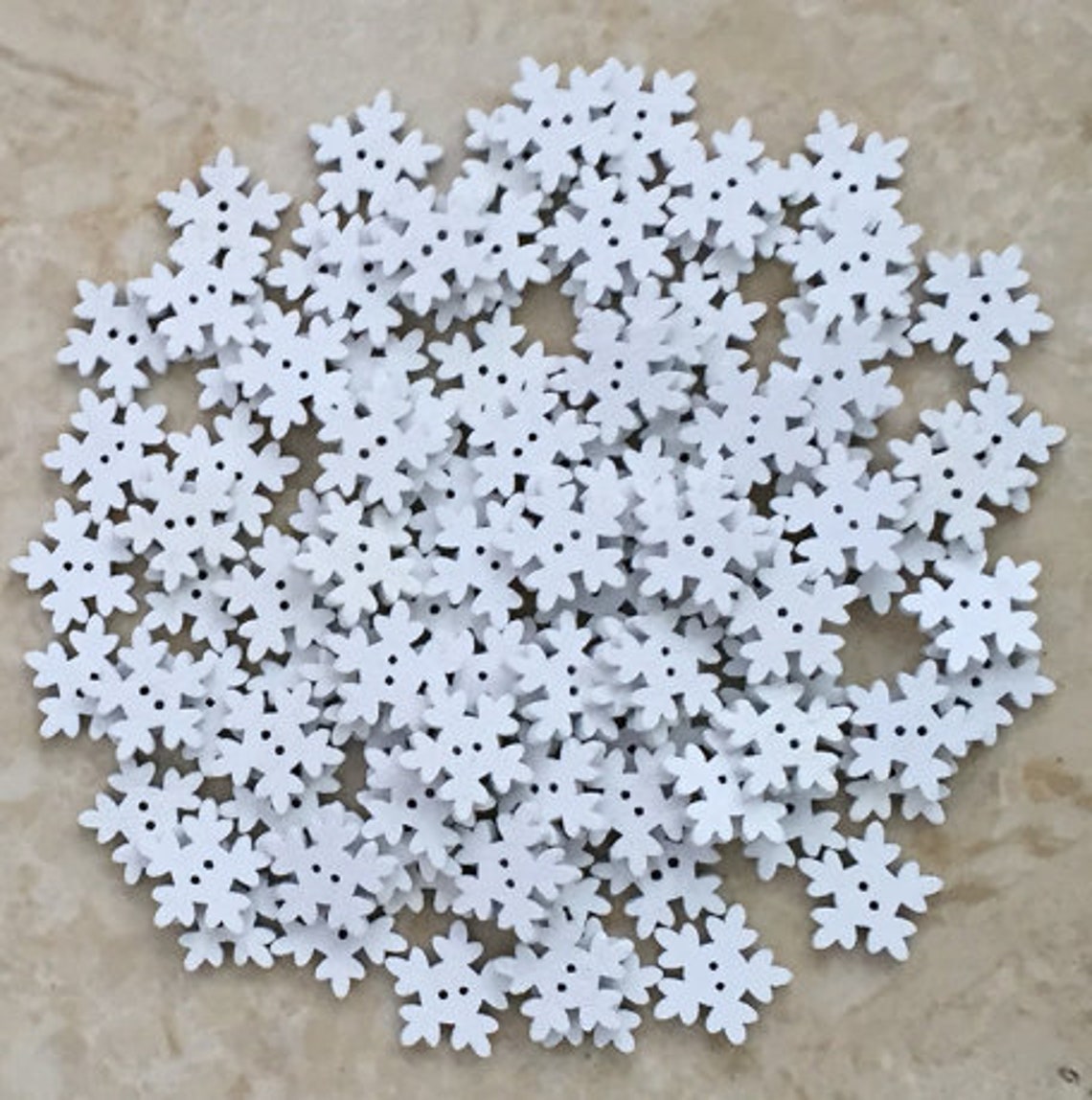 White Wooden Snowflake Craft Sewing Buttons (10 Pack) - Etsy