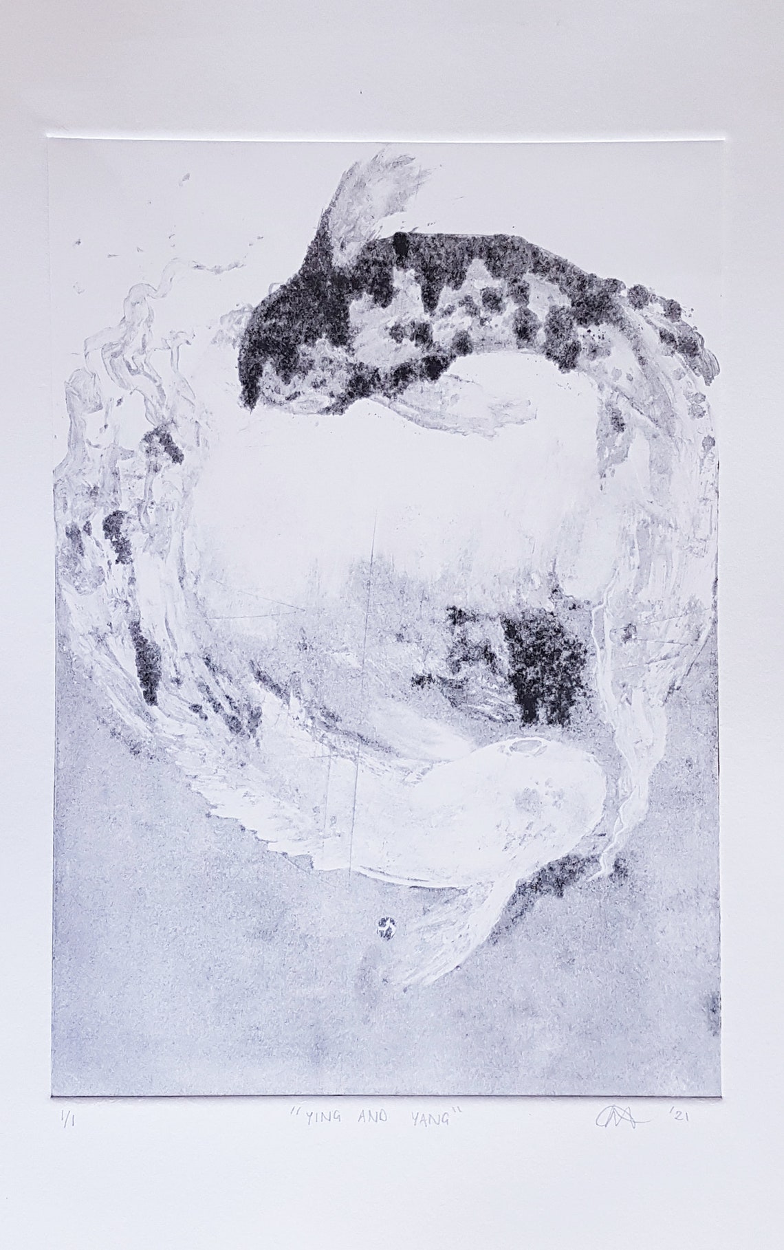 Original Monoprint Koi Fish Ying and Yang A3 Monotype Black - Etsy UK
