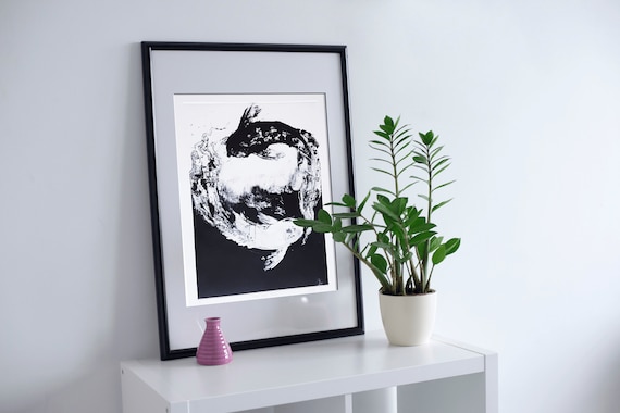 Original Monoprint Koi Fish Ying and Yang A3 Monotype Black - Etsy UK