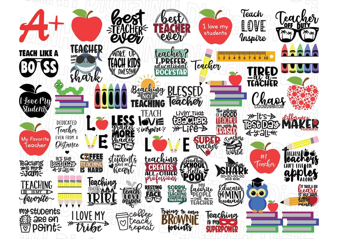 50+ School SVG Bundle, Teacher SVG, Students SVG, First Grade Svg, High ...