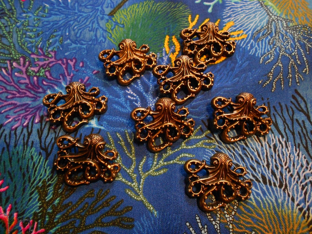 7 Octopus Plastic Buttons With Loop Shank - Etsy