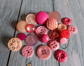 20 Pink Vintage Buttons A Crazy Quilting or Sewing Embellishment - Etsy