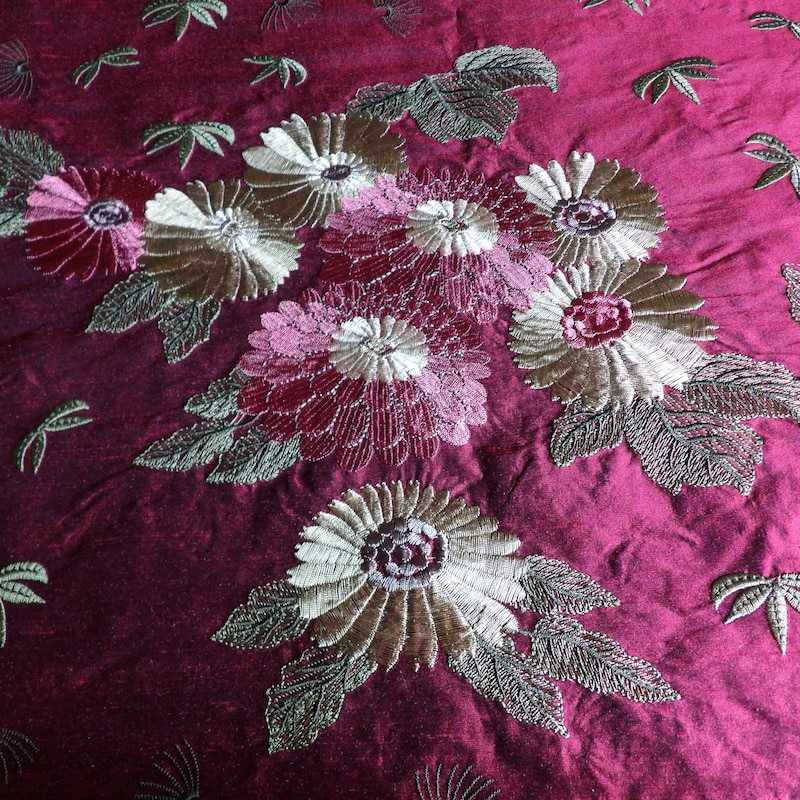 Embroidered Silk Fabric - Etsy