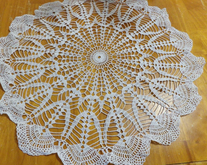 1 Vintage Table Doily Round 25 Inches Cotton Crochet White - Etsy
