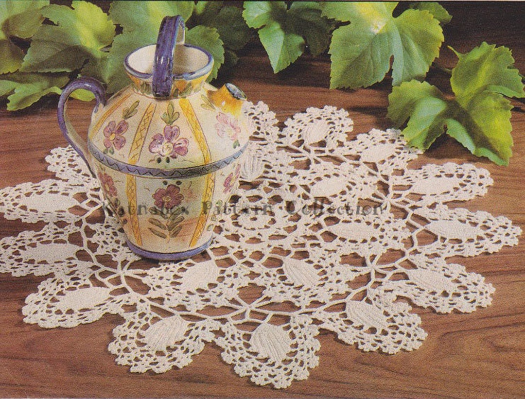 Crochet Spring Leaves Doily Pattern KC1306, Intermediate Skill Level ...