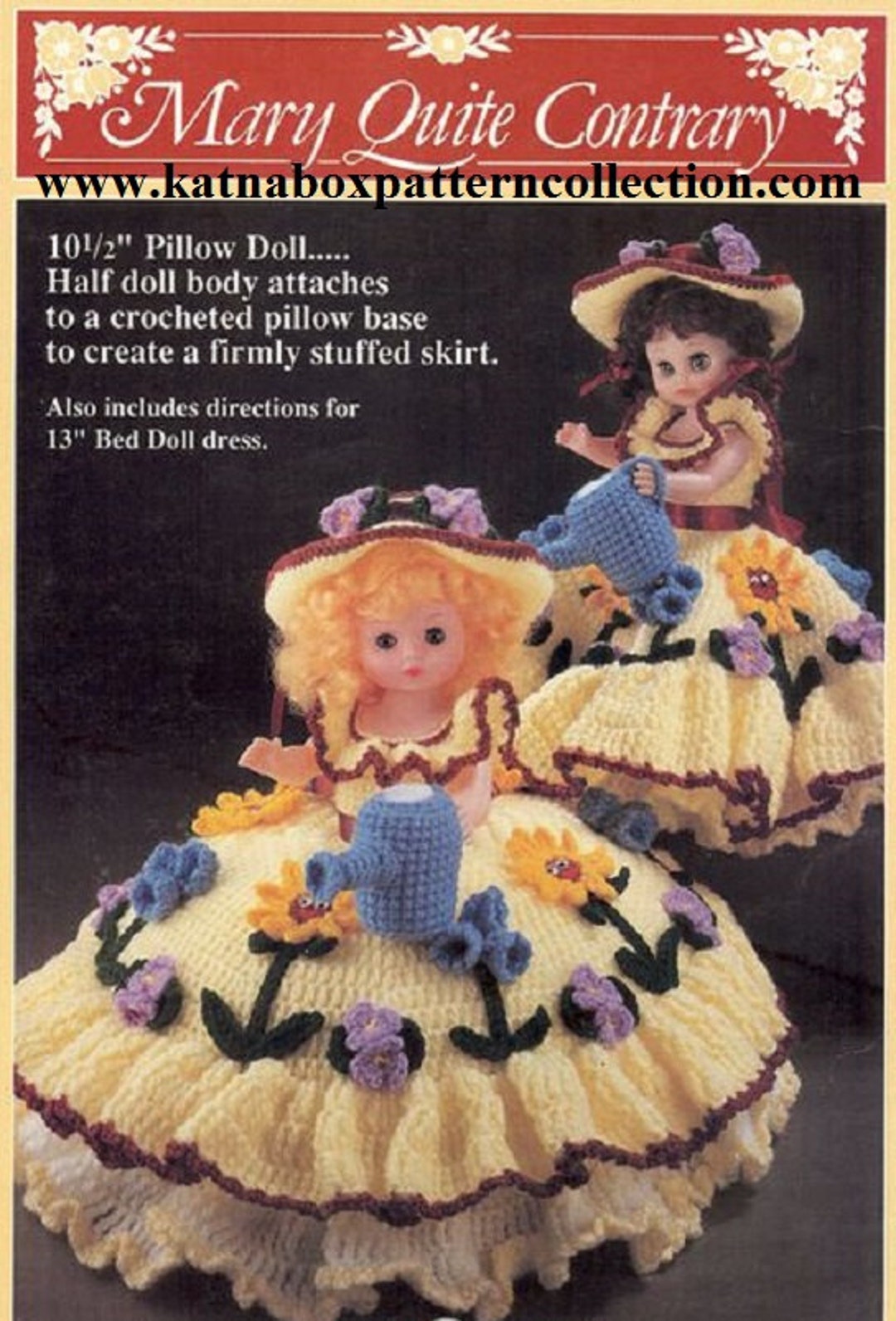 Crochet PDF Pattern: Mary Quite Contrary Pillow Doll or Bed Doll Dress ...
