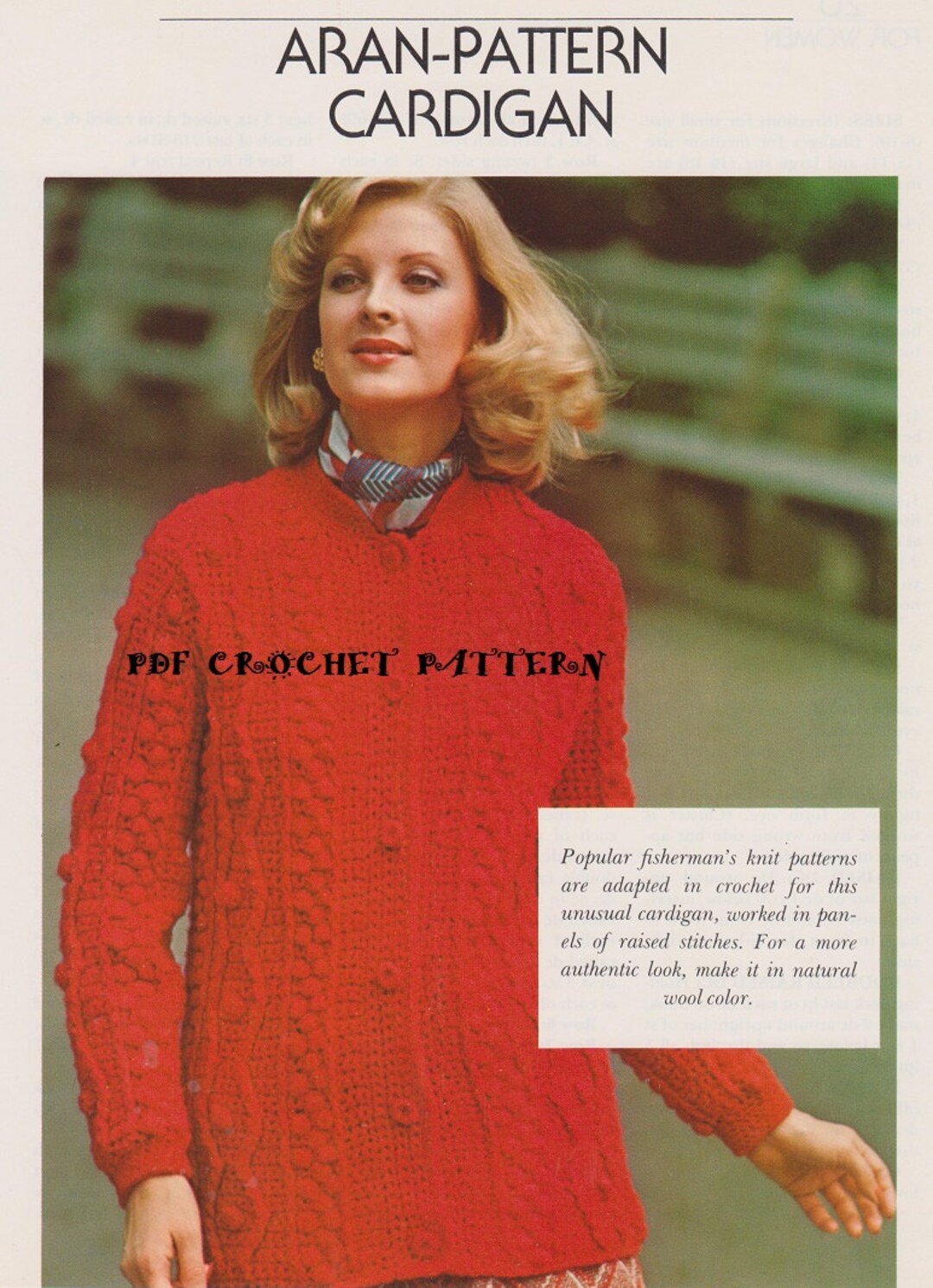 Crochet Ladies Aran Cardigan Pattern KC1186, Advanced Skill Level ...