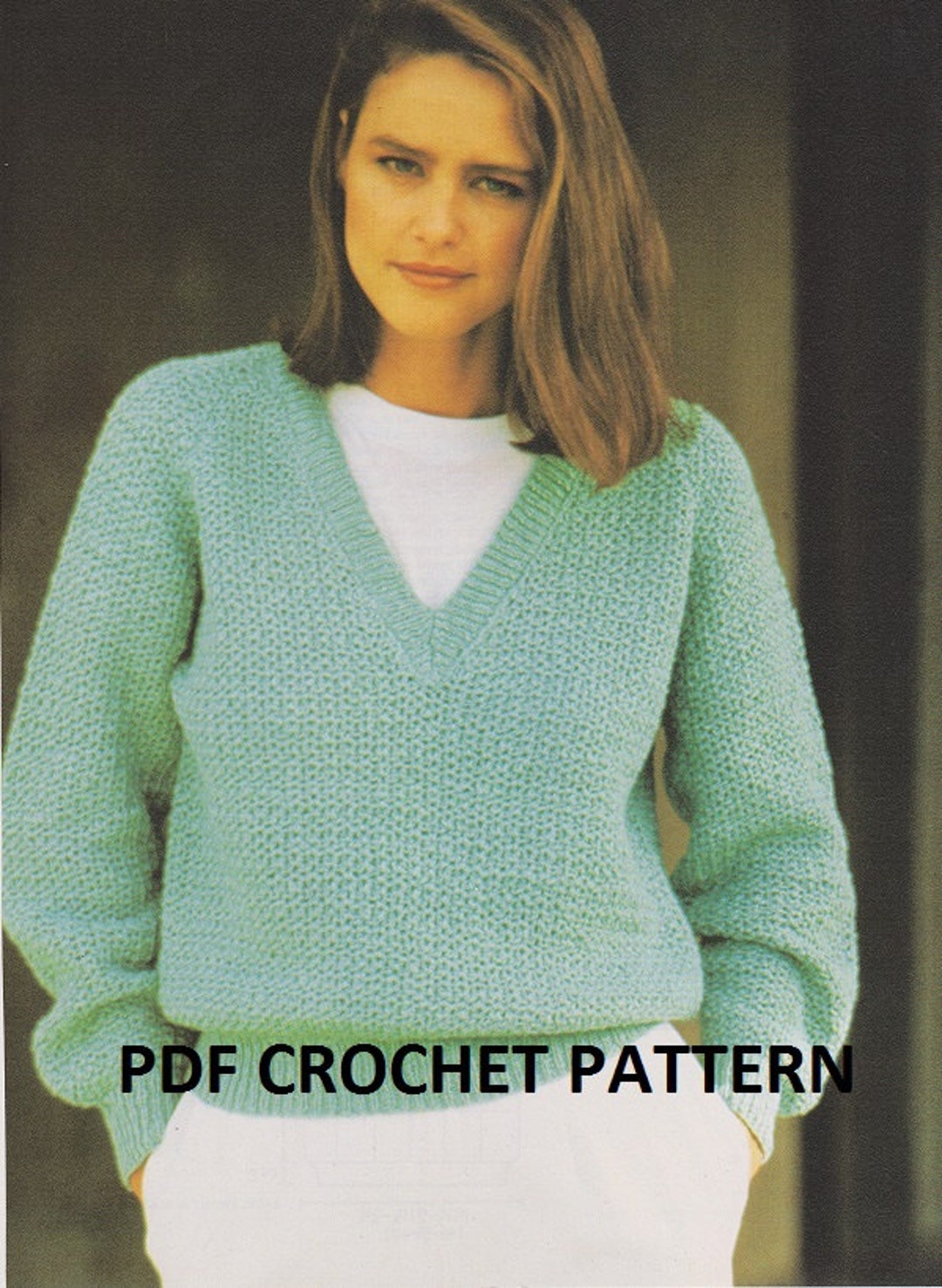 Crochet PDF Pattern: Ladies' V-neck Sweater - Etsy