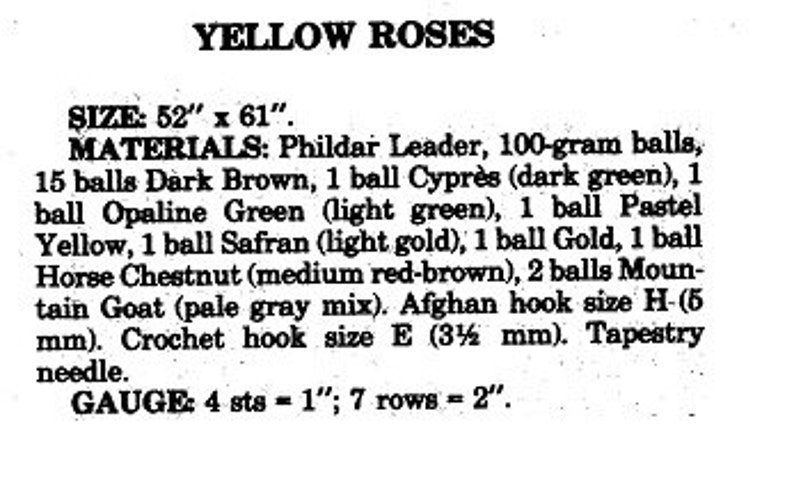Crochet yellow Roses Afghan Pattern KC0034 - Etsy
