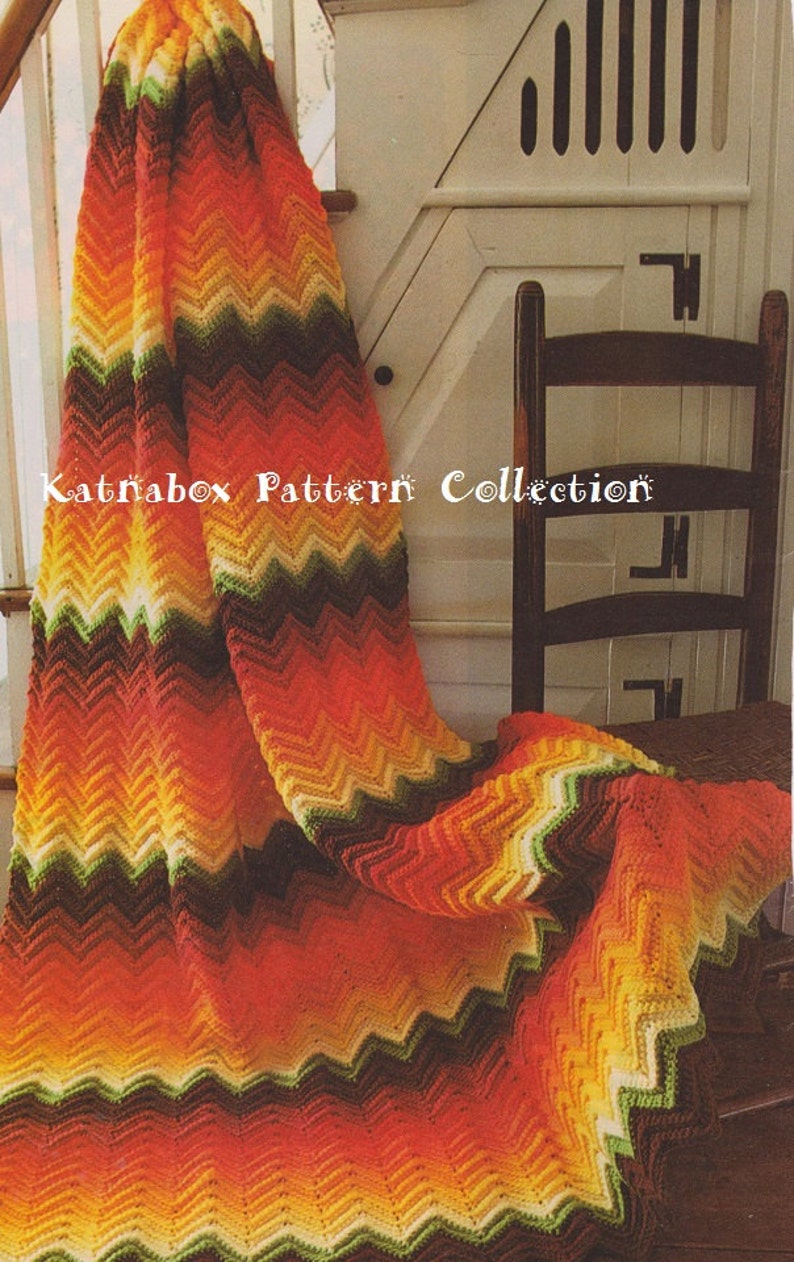 Crochet sunset Ripple Afghan Pattern KC0543 - Etsy