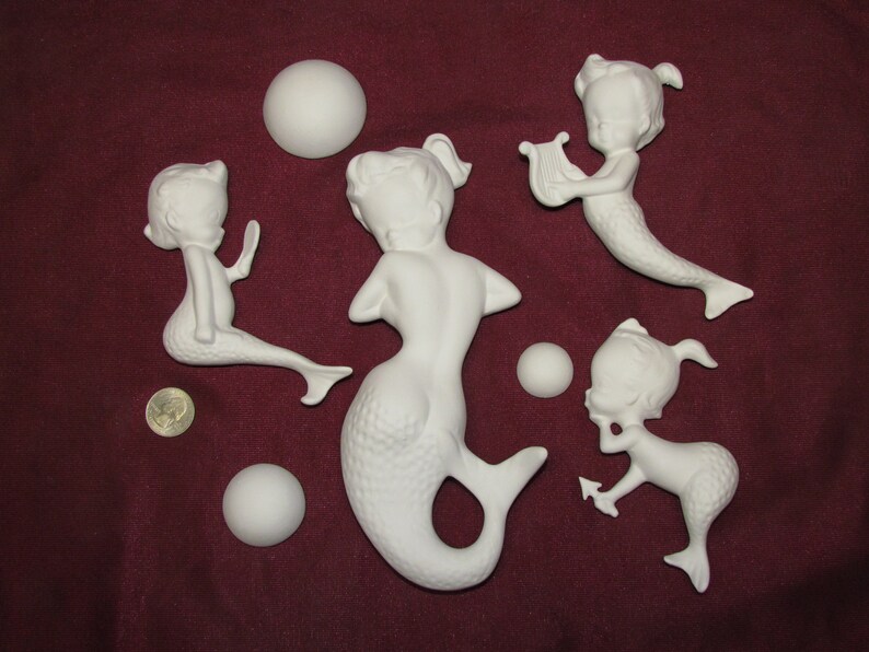 Ceramic Bisque U-paint Mermaid Bubbles and Babies Wall | Etsy