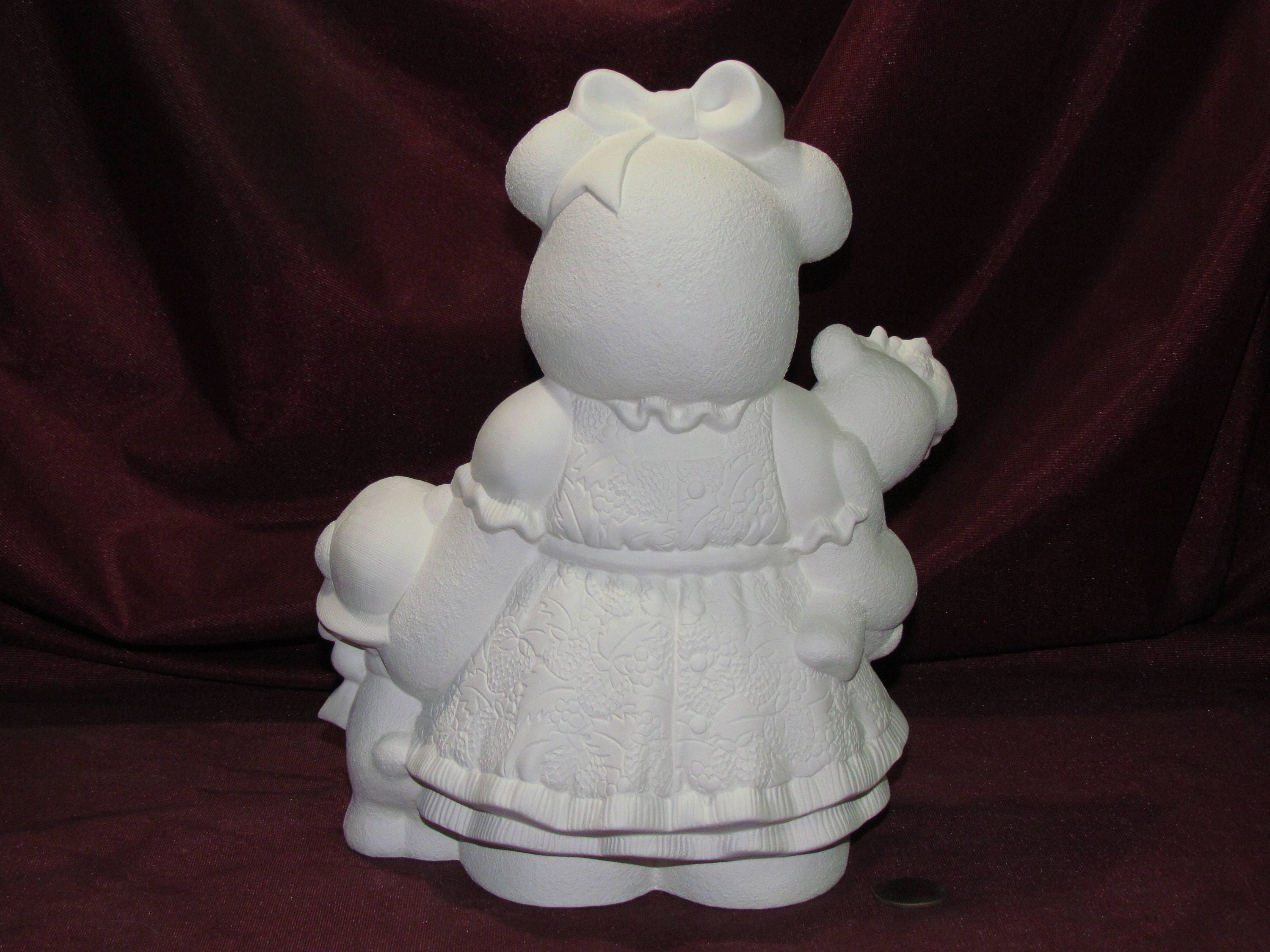 Ceramic Bisque Mama Strawberry Teddy Bear Girl Ready to Paint - Etsy