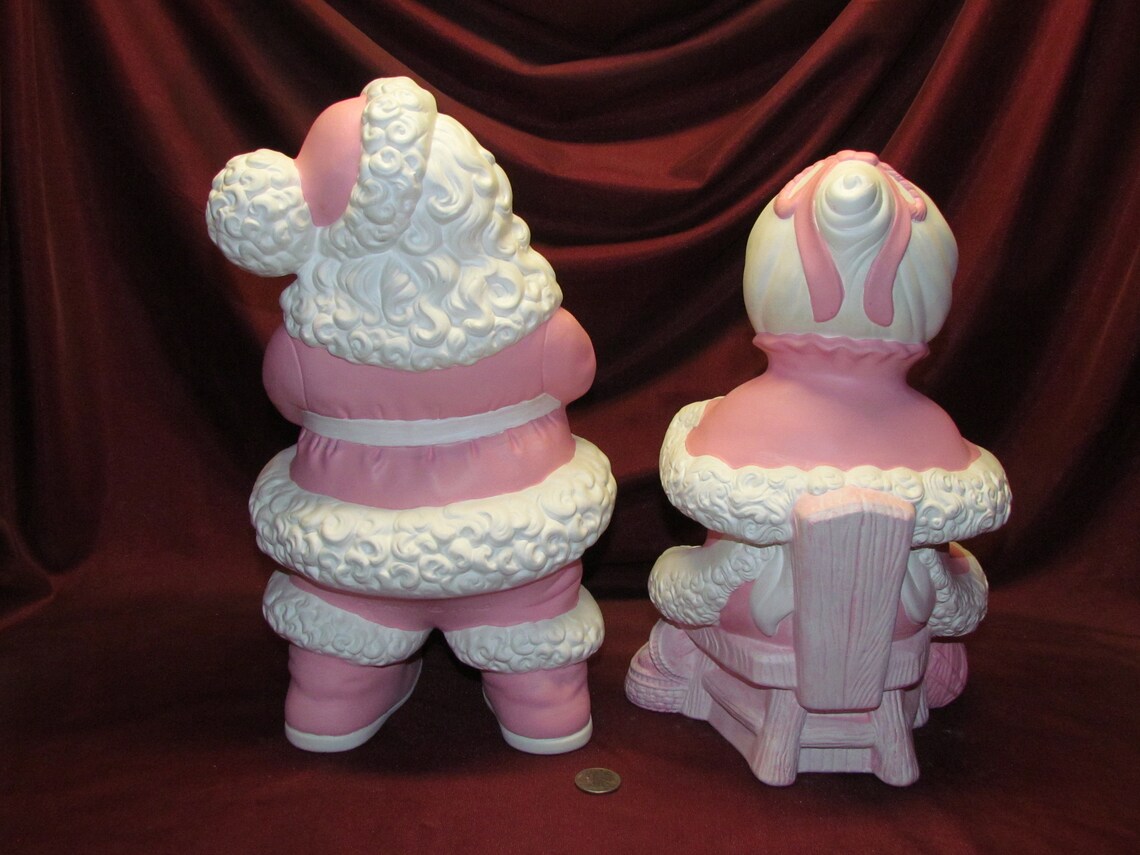Pink Themed Large Mr. and Mrs Santa Claus Hand Painted - Etsy