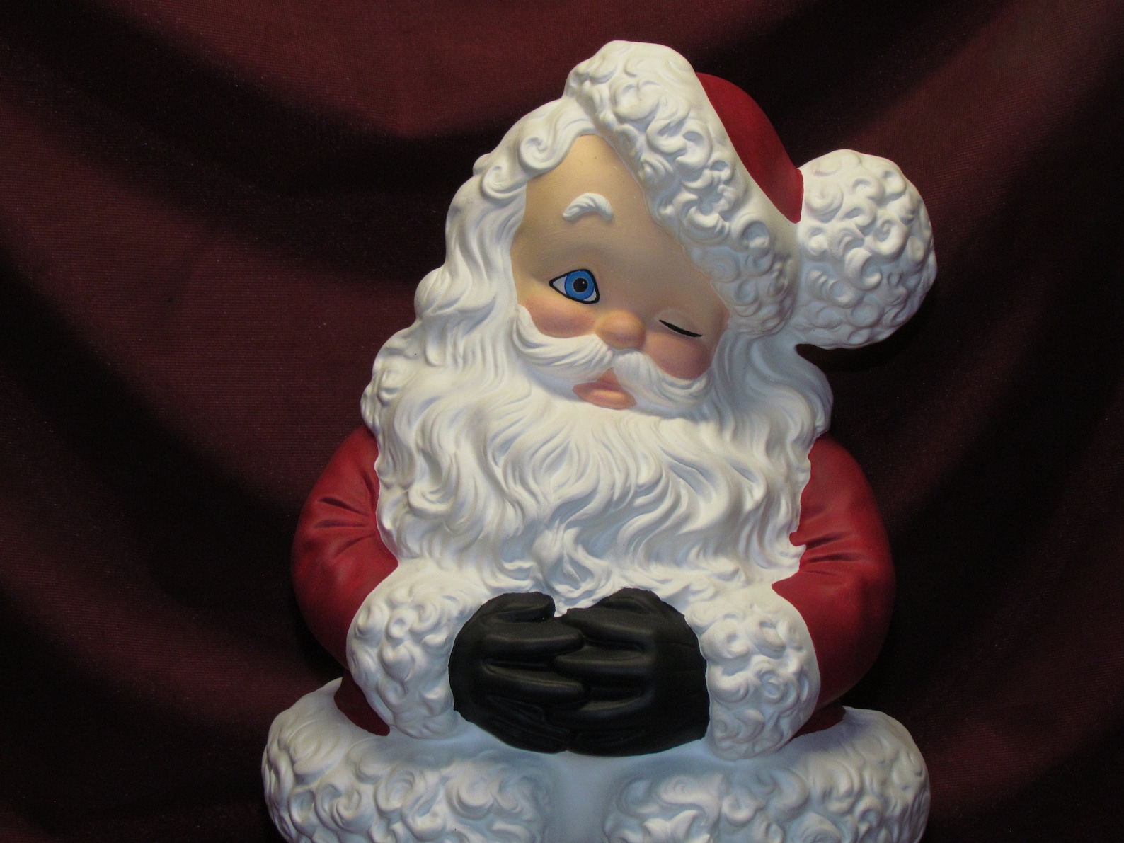 Ceramic Bisque Large Winking Vintage Santa Claus Hand Painted - Etsy