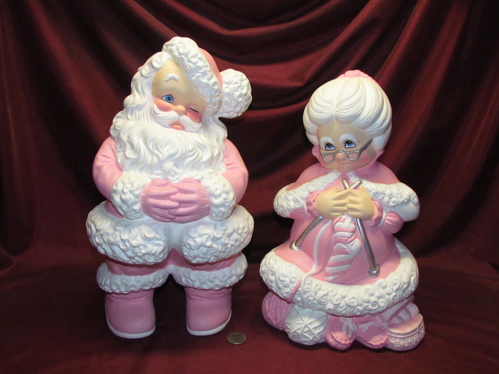 Pink Themed Large Mr. and Mrs Santa Claus Hand Painted | Etsy