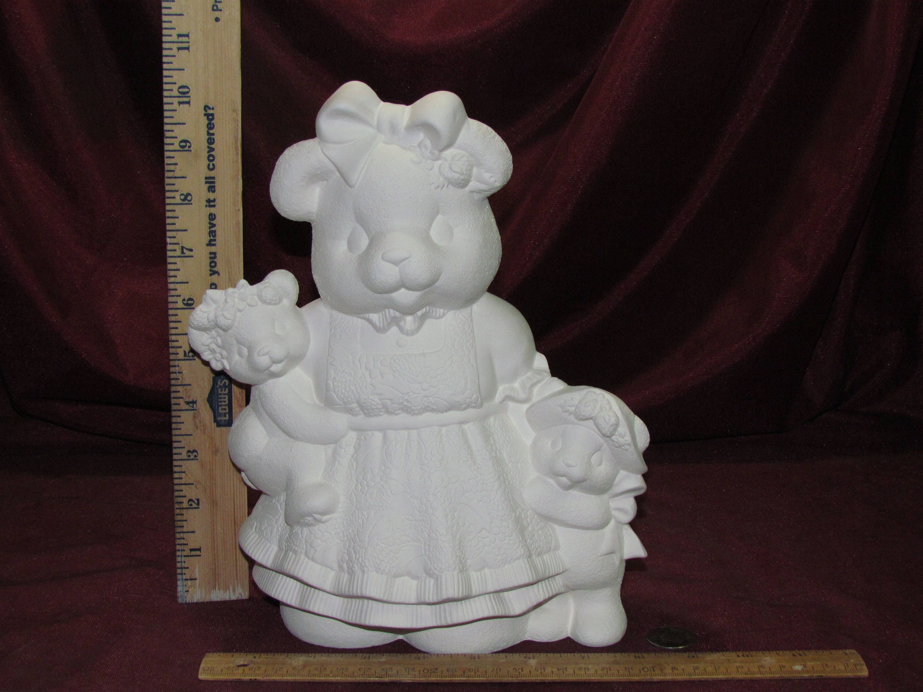 Ceramic Bisque Mama Strawberry Teddy Bear Girl Ready to Paint - Etsy