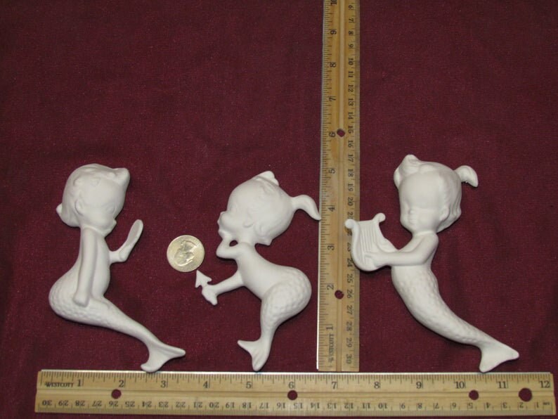 Ceramic Bisque U-paint Mermaid Bubbles and Babies Wall | Etsy