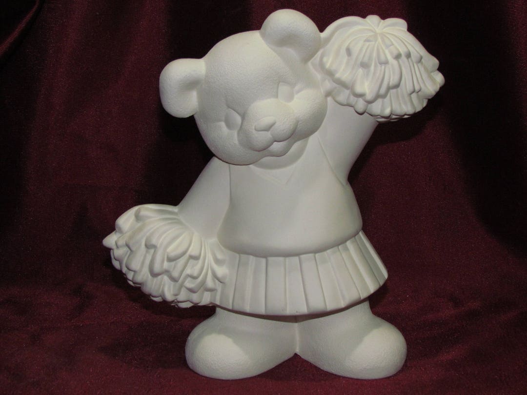 Ceramic Bisque Teddy Bear Cheerleader Ready to Paint U-paint - Etsy