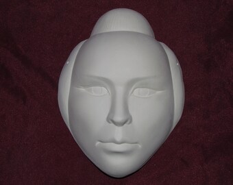 Ceramic Bisque Woman Face Mask Wall Hanging U-paint Ready to Paint DIY ...