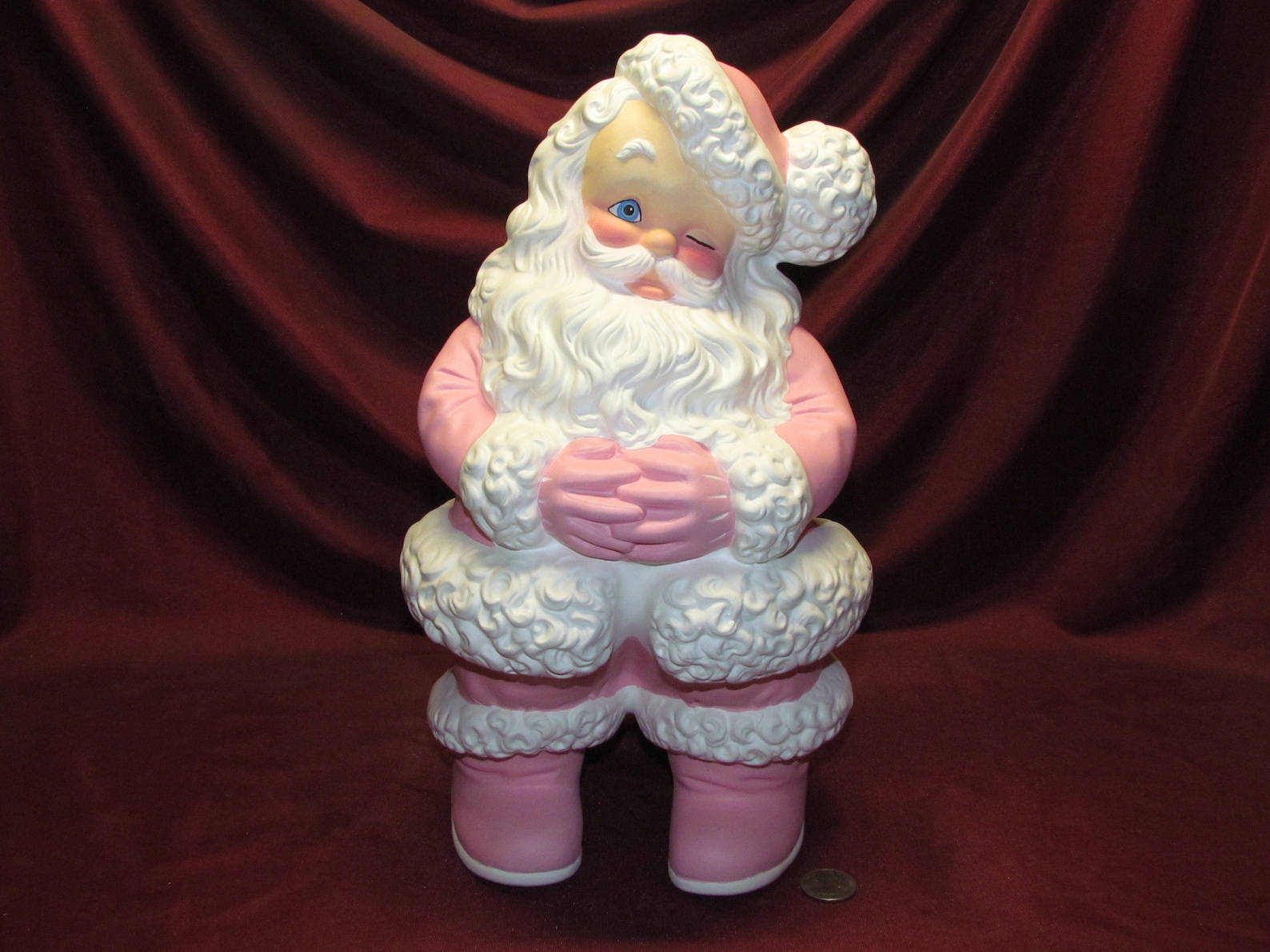 Pink Themed Large Winking Vintage Santa Claus Hand Painted - Etsy