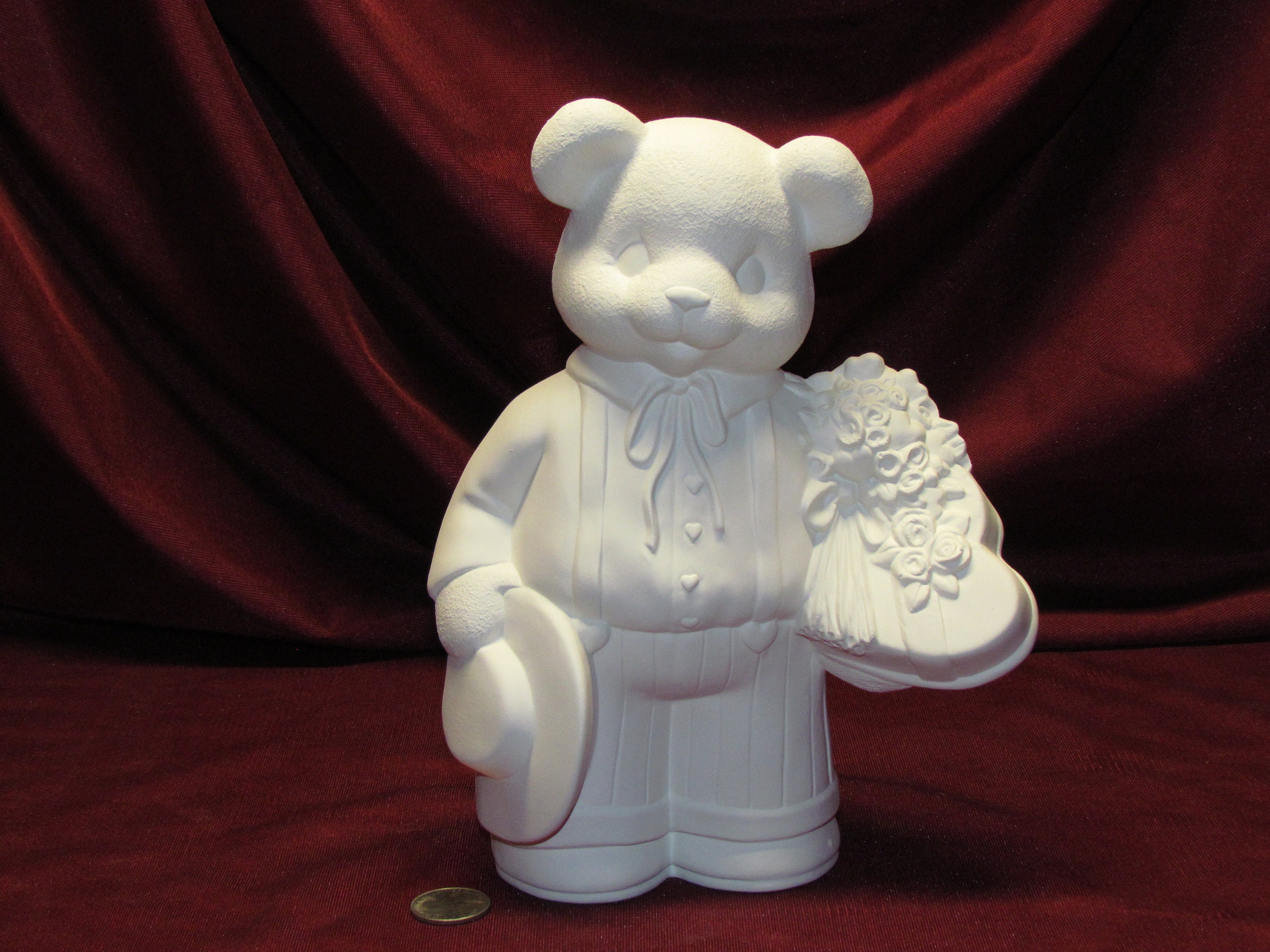 Ceramic Bisque Valentine's Day Teddy Bear Boy Ready to | Etsy