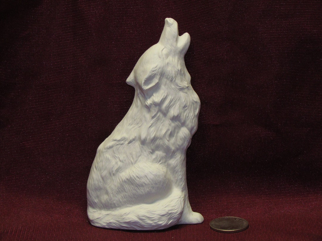 Ceramic Bisque U-paint Small Howling Wolf Wall Hanging Unpainted Ready ...