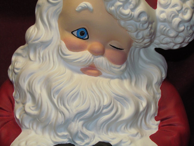 Ceramic Bisque Large Winking Vintage Santa Claus Hand Painted - Etsy