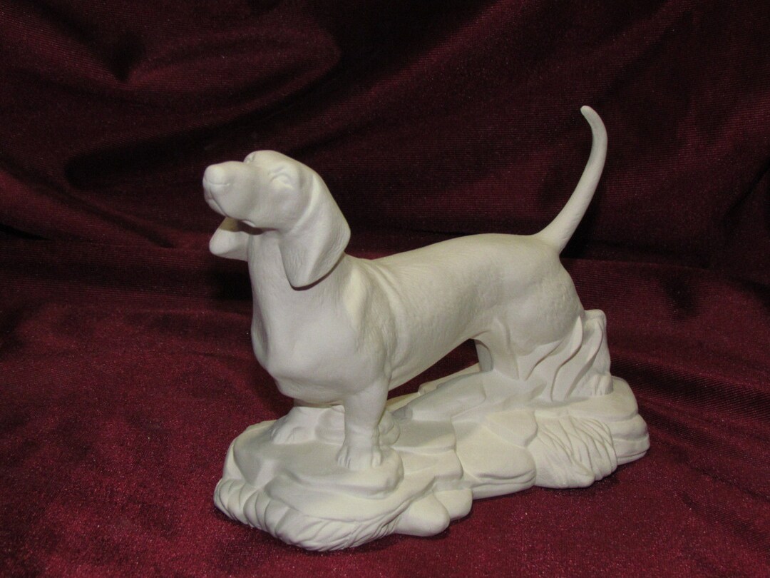 Ceramic Bisque Dachshund Dog on a Rock Base U Paint Ready to - Etsy