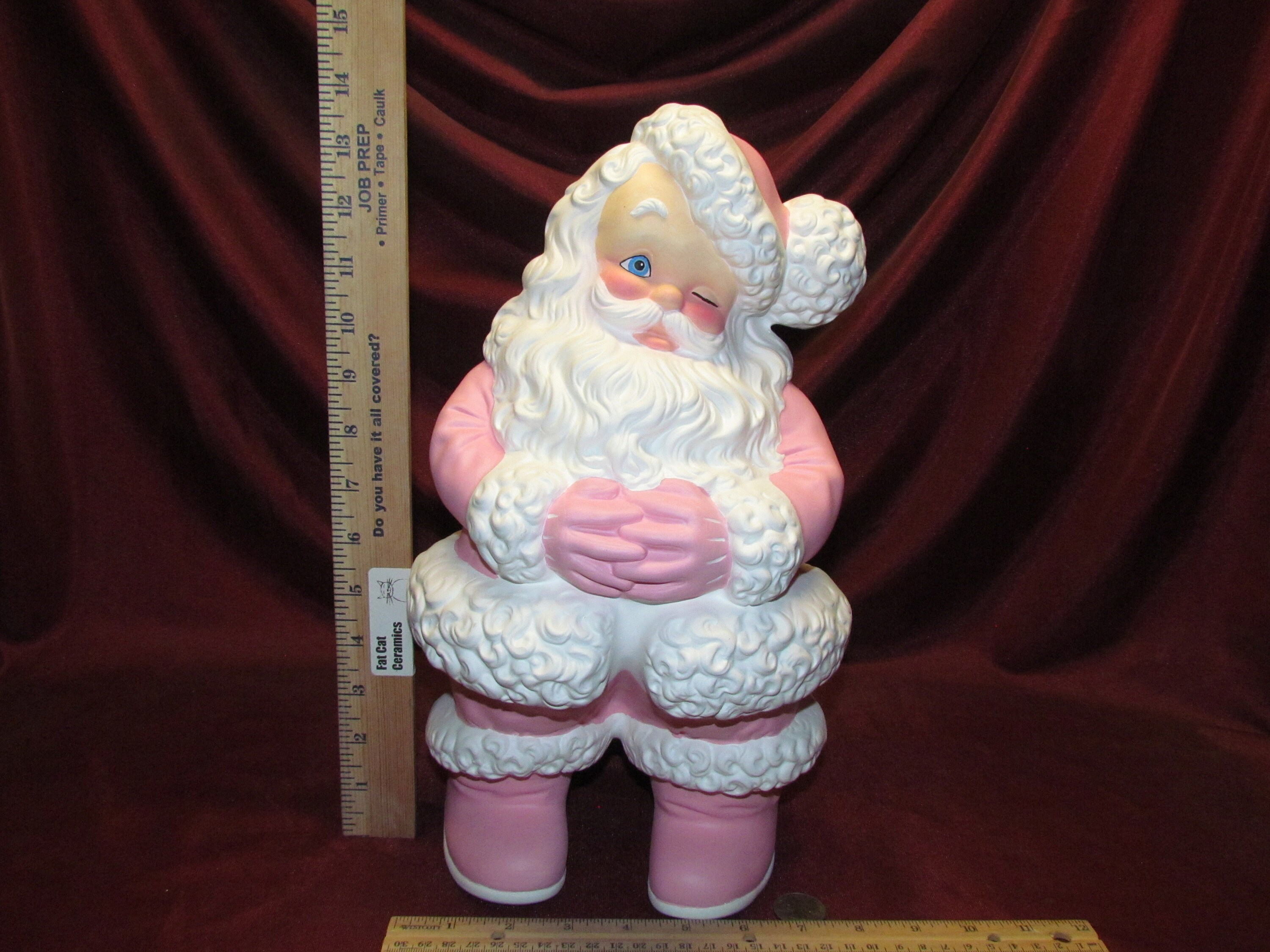 Pink Themed Large Winking Vintage Santa Claus Hand Painted - Etsy