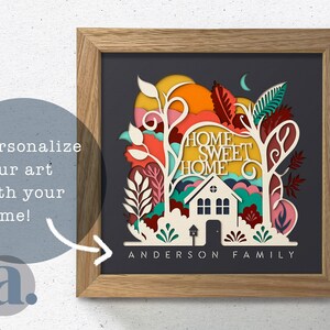 Personalizable Home Sweet Home 3D Shadow Box Template SVG File, Light ...