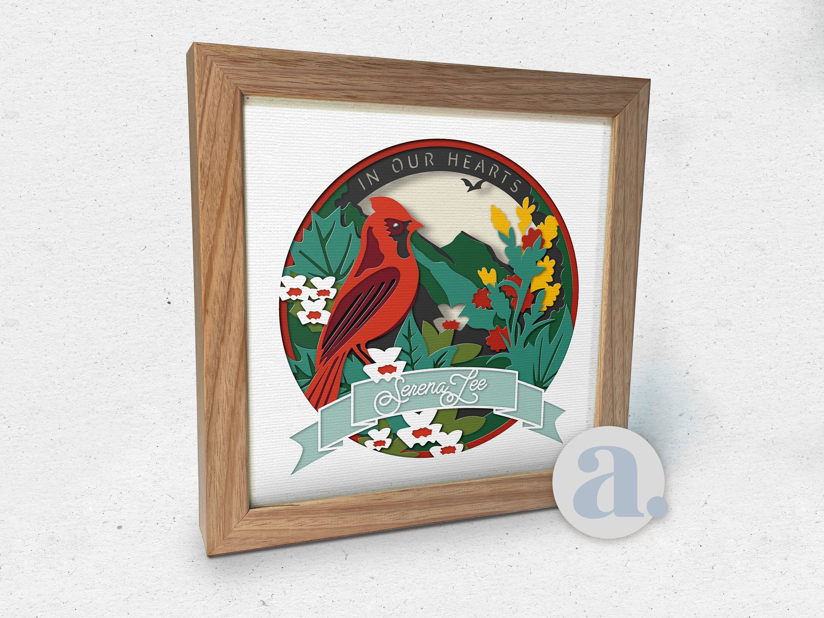 Cardinal Bird Memorial 3D Shadow Box SVG File. Personalize - Etsy
