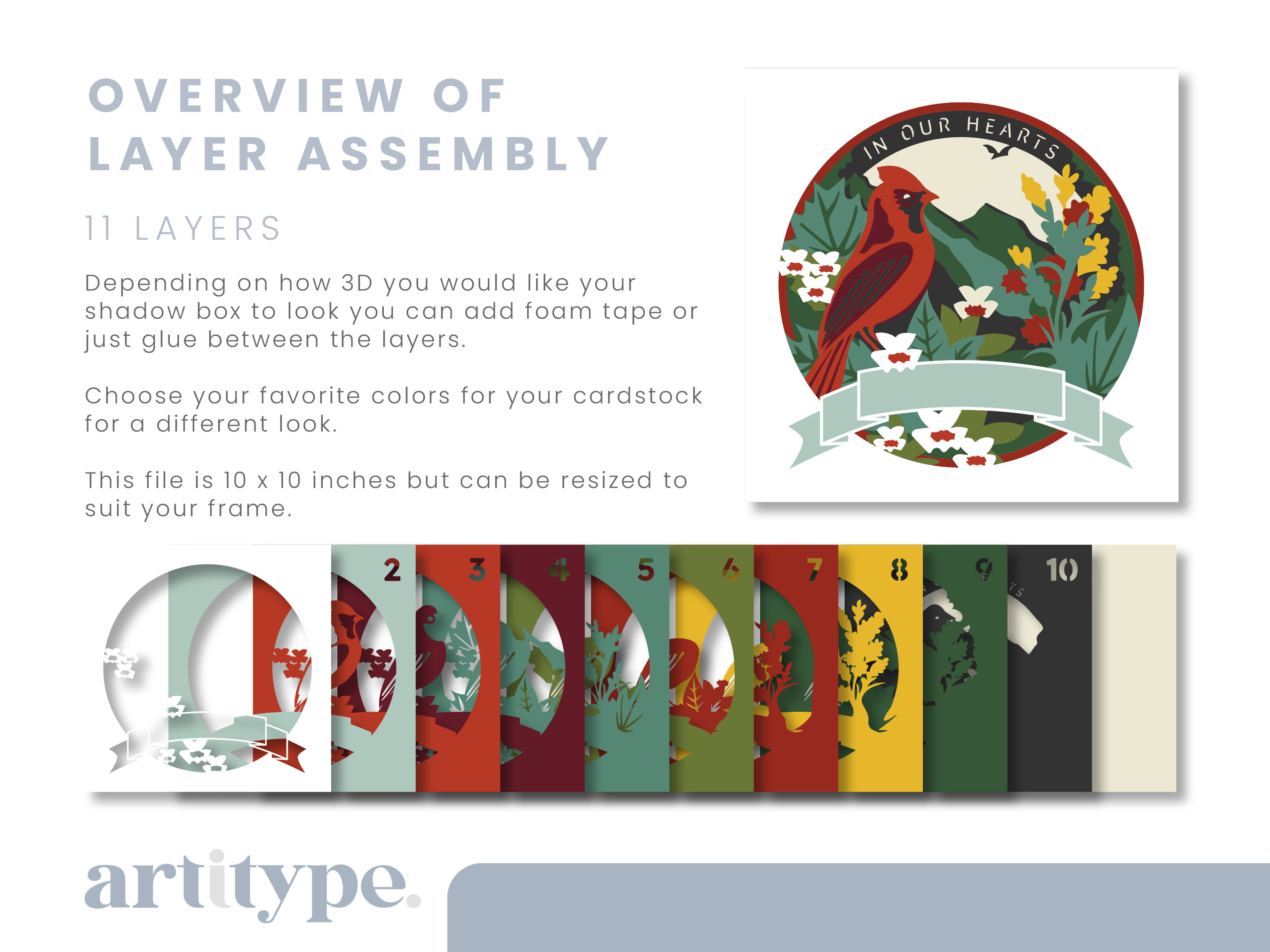 Cardinal Bird Memorial 3D Shadow Box SVG File. Personalize With Name ...