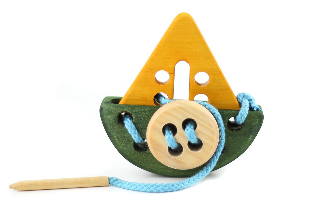 Threading Toy for Toddler, Montessori Toy, Wooden Boat, Motor ...