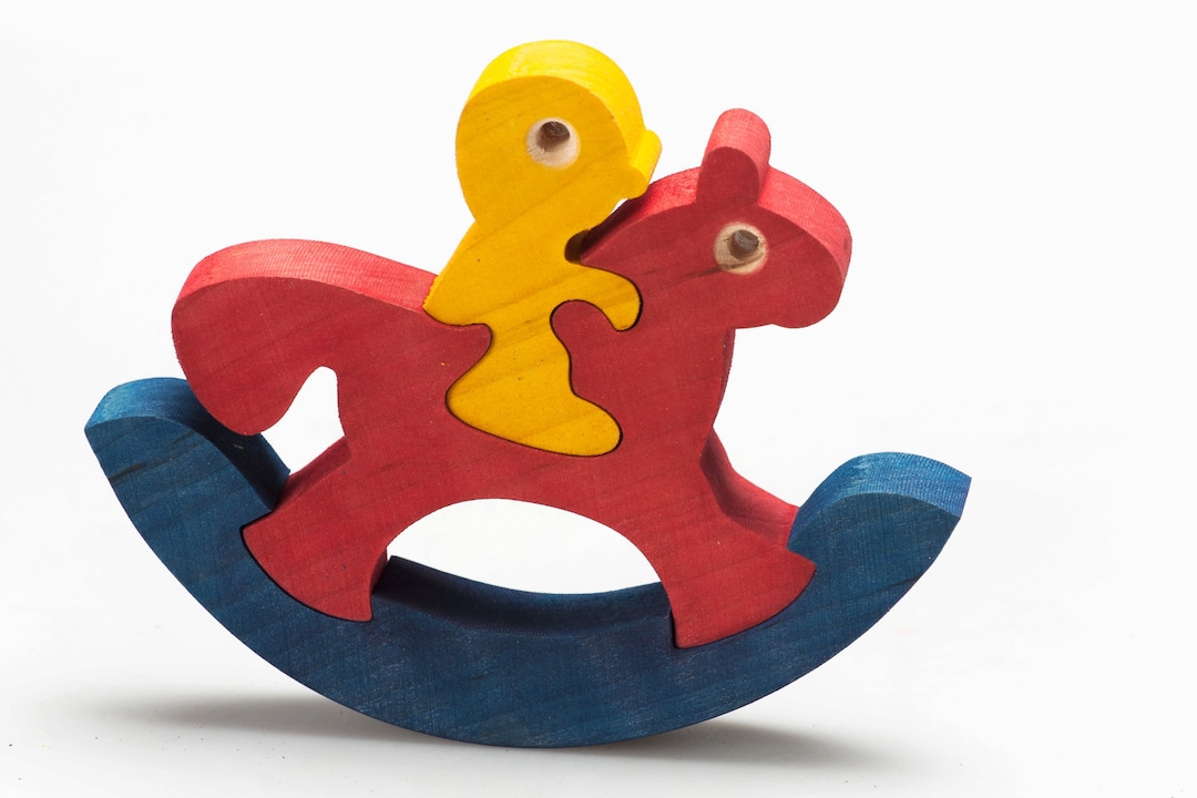 Handmade Wooden Rocking Horse Puzzle: Montessori Toddler Toy - Etsy