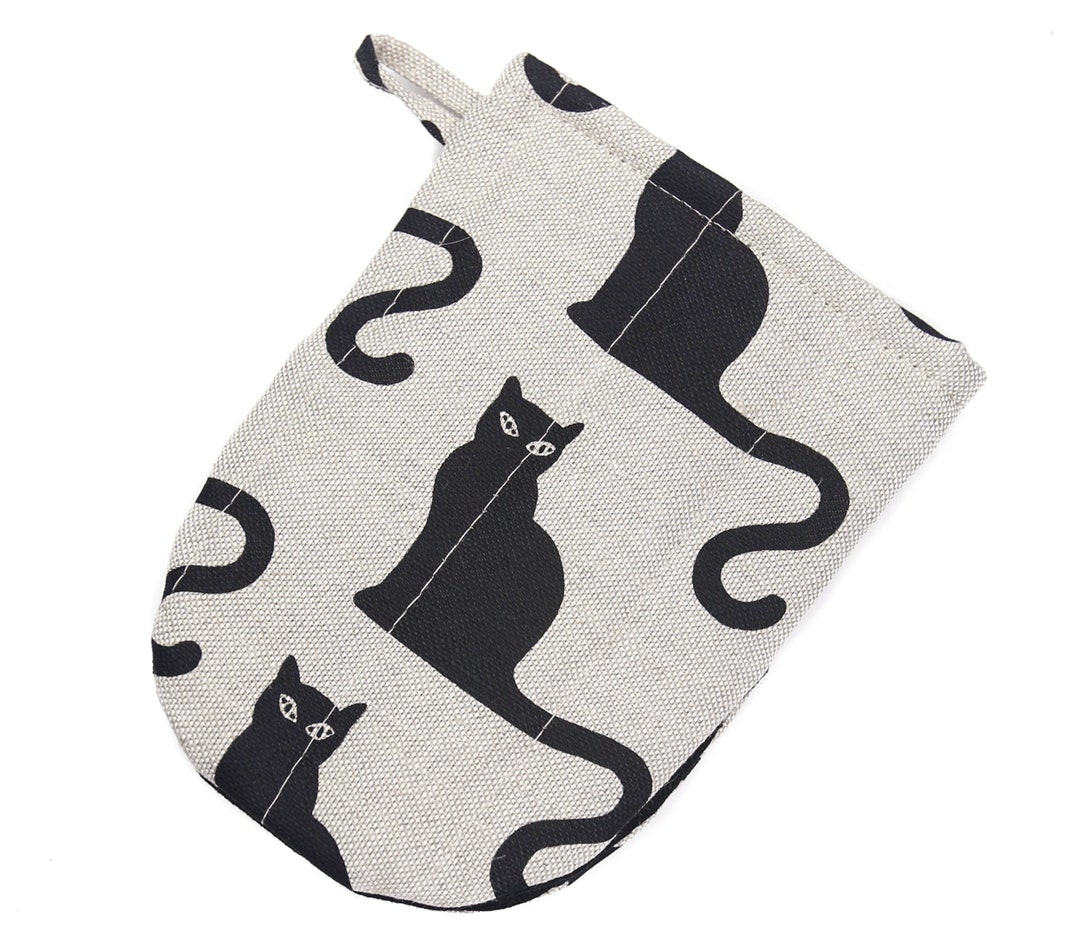 Linen Blend Black Cats Oven Mitt: Handmade Kitchen Pot Holder - Etsy