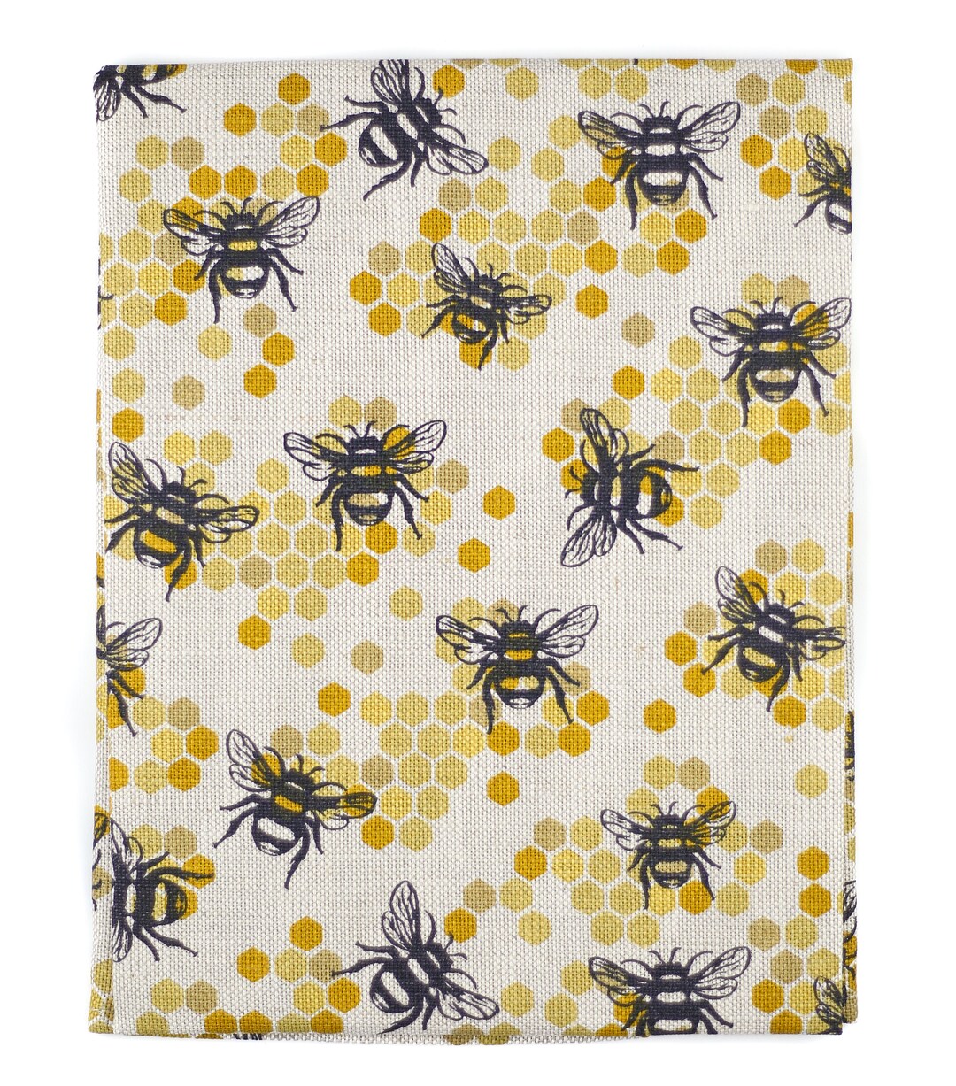Linen Blend Kitchen Towel With Bees, Linen/cotton Tea Towel, Natural ...